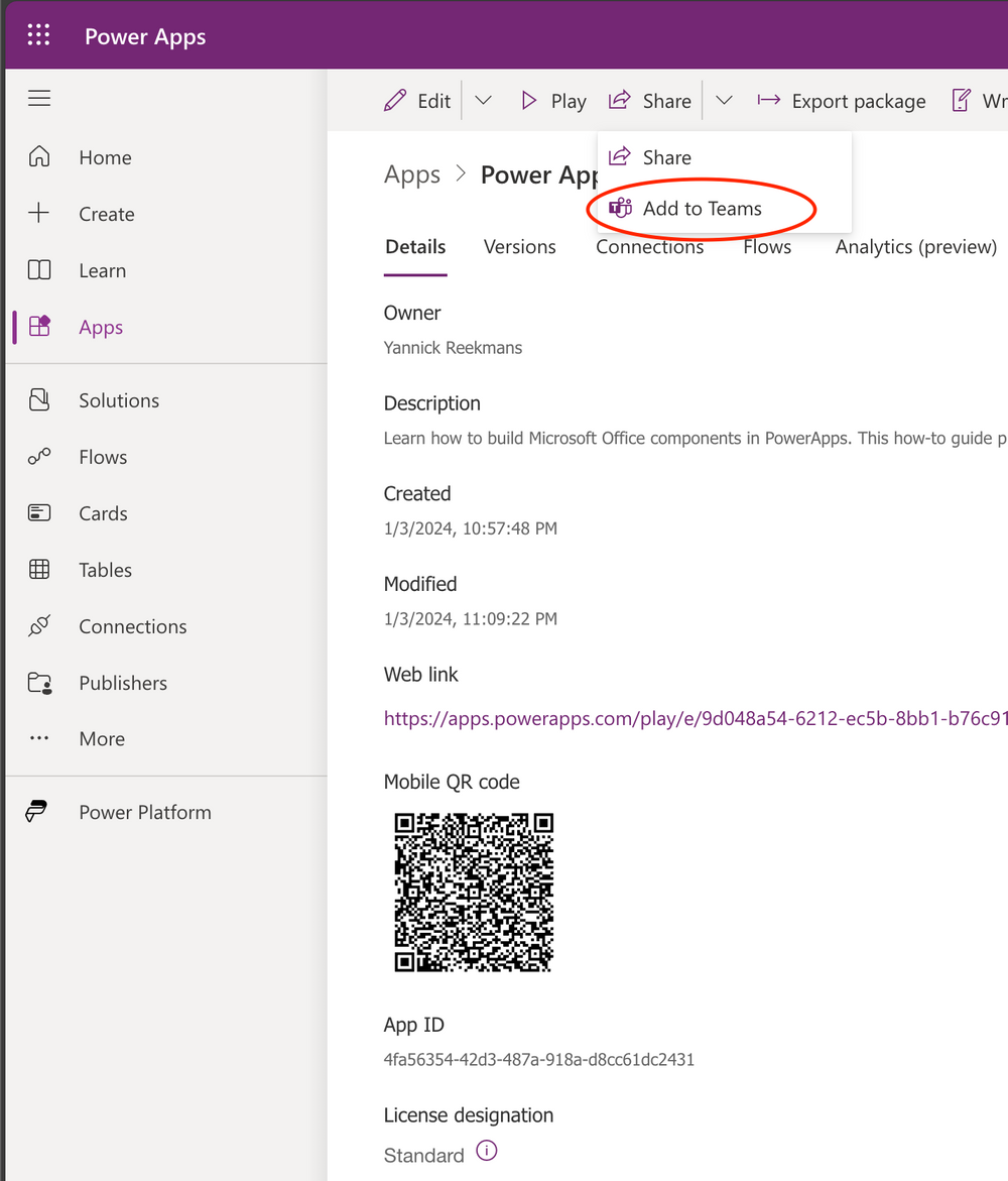 Use a Power Apps app in Microsoft Teams as a personal and/or channel ...